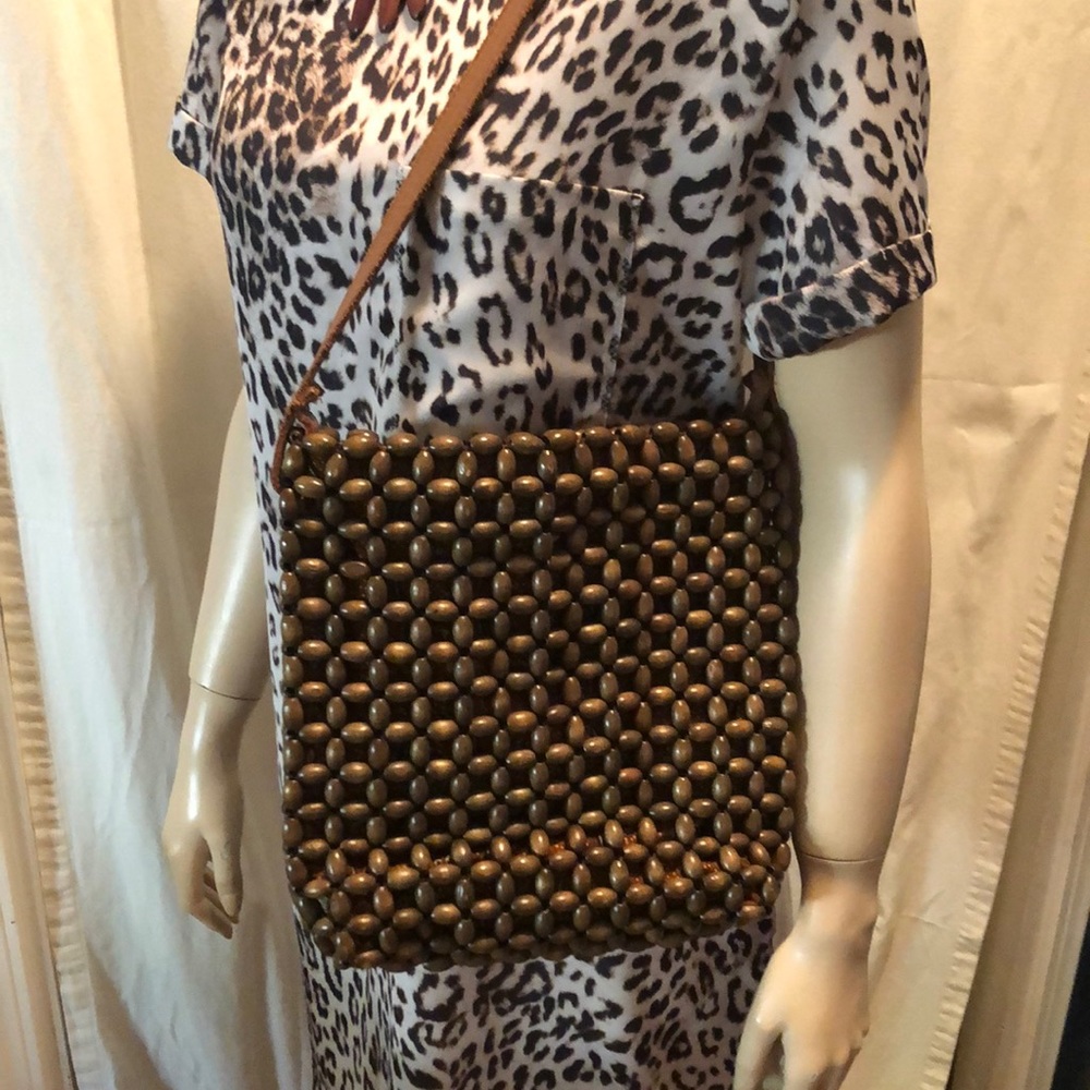 Vintage The Sak Wooden Bead Boho Purse - Gem